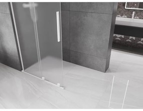 Mexen Velar L, posuvná sprchová zástěna Walk-in 110 x 200 cm, 8mm sklo námraza, bílá matná, 871-110-003-33-20