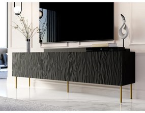 TV stolek Lameller, Barva: černý / černý + zlatý