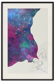 Plakát Kosmické sny - abstraktní žena s vlasy ve formě vesmíru