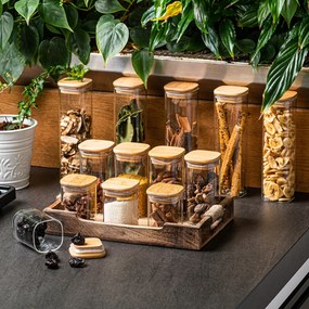 4Home Skleněná dóza na potraviny s víkem Bamboo, 530 ml