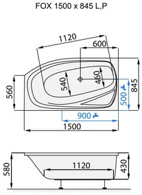 Santech plus Santech hydromasážní asymetrická vana FOX Body 200, 150x84,5 cm automatický dohřev vody zdarma + DOPRAVA ZDARMA Varianta: Levá