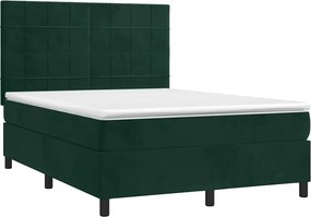 Box spring postel s matrací tmavě zelená 140x190 cm samet 3143022