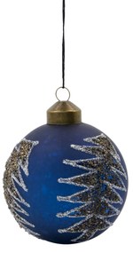 House Doctor Skleněná vánoční ozdoba Pine Blue 8 cm, modrá barva