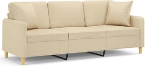 3místná pohovka s polštáři krémová 180 cm textil 3200919