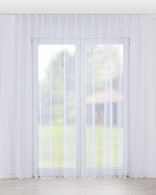 Záclona na jednotlivých hačcích flex barva bílá látka poloprůhledná, pletený vzor, vzorované