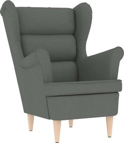 Křeslo s podnožkou tmavě šedé textil 3307990