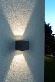 Paulmann 18000 Special Line Cybo, šedé nástěnné svítidlo s možností úpravy úhlu svícení, 2x3W LED 2700K, výška 8cm, IP65