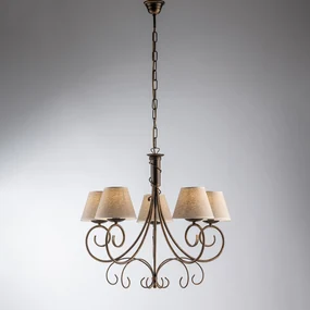 Light for home - Kovový lustr BL258-5-BR Vienna, 5 X 40 Watt Max, hnědá, zlatá, 5 X 40 W, E14, Hnědá, zlatá