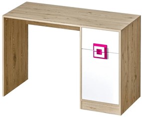 Pracovní stůl NIKO 10 dub jasný/bílá/růžová