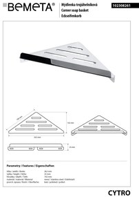 Bemeta Design CYTRO: Polička, do sprchy, rohová -