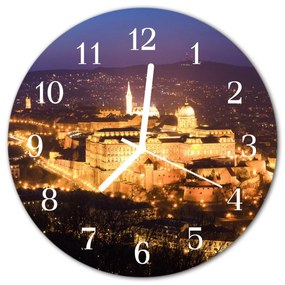 Skleněné hodiny kulaté Město Budapešť fi 30 cm