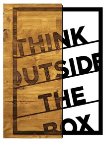 Wallexpert Dekorativní nástěnný dřevěný doplněk Think Outside The Box, Ořech, Černá