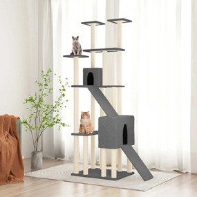 vidaXL Škrabadlo pro kočky se sisalovými sloupky 190 cm [171649] Barva: Tmavě šedá