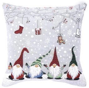 SCANquilt povlak MOTIV elfíci s dárky bílošedá 45 x 45 cm
