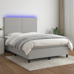 Box spring postel s matrací a LED světle šedá 140x190 cm textil 3134709