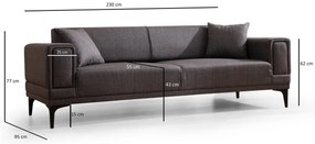 Třímístná rozkládací pohovka Horizon 230 cm tmavě šedá