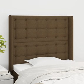 Čelo postele typu ušák tmavě hnědé 83x16x118/128 cm textil 3119991