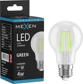 Mexen Vintis, LED filamentová žárovka E27, A60, 4 W, zelená, čirá, L150-E27-04XX-46