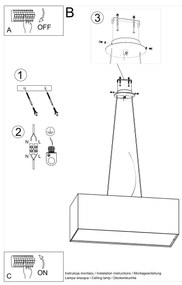 Závěsné svítidlo Santa, 1x černé textilní stínítko, (bílý plast), (80 cm)