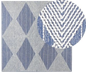 Vlněný koberec 200 x 200 cm světle béžový/modrý DATCA Beliani