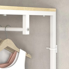 HOMCOM Stojan na kabáty se shelfinem na boty - Vstupní nábytek ve stylu industriálního designu 60Š x 40H x 167,5V cm s jemným vzhledem světlého dřeva…