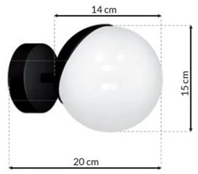 Nástěnné svítidlo Sfera, 1x bílé skleněné stínítko, b