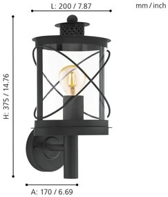 Eglo 94842 - Venkovní svítidlo HILBURN 1xE27/60W/230V IP44