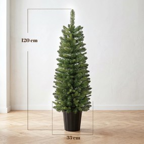 HOMCOM Sada 2 umělých vánočních stromků, 120 cm, jedle jako vstupní prostor s 170 větvemi, základ květináče, zelený