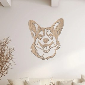 dřevo života Dřevěná dekorace na stěnu psa Corgi hlava Zvolte rozměr (cm): 34x40, Zvolte barvu dekoru: Dub Sonoma