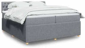 Box spring postel s matrací světle šedá 200 x 200 cm textil 3289870