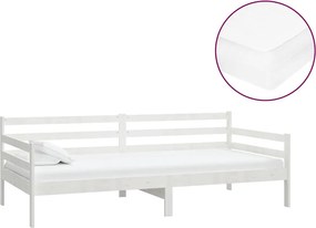 Válenda s matrací 90 x 200 cm bílá masivní borové dřevo 3083595
