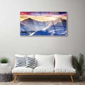 Obraz na skle Hory Sníh Krajina 120x60 cm