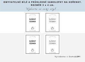 SUŠENÝ ČESNEK - Samolepka na kořenky 3 x 4 cm - DomaLEP varianta: BÍLÁ - základní písmo