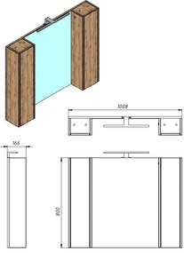 Kingsbath Bronx Wotan Oak 100 závěsná koupelnová skříňka se zrcadlem a LED osvětlením