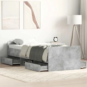 Rám postele s hlavovým a nožním čelem betonově šedý 90 x 200 cm 3203806
