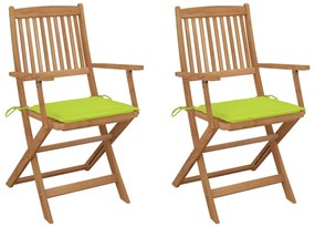 Skládací zahradní židle s poduškami 2 ks masivní akáciové dřevo,  3064601