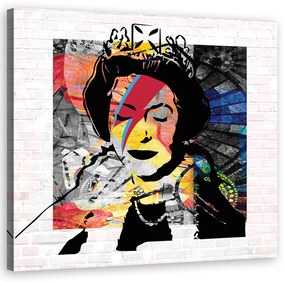 Obraz na plátně, Banksy Queen of Anglie - 40x40 cm