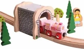 Bigjigs Rail Růžová mašinka s tendrem / od 3 let