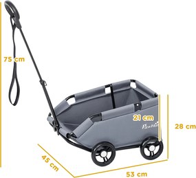 Kočárek pro psy PawHut, skládací kočárek se 4 koly a nastavitelným madlem, úložná taška, pratelný polštář, pro malé psy do 4 kg, šedý | Aosom