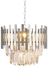 Lustr Aspen, 1x křišťálové/chromové kovové stínítko, (fi 45cm), ch
