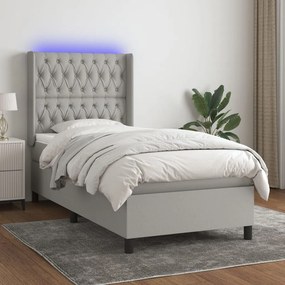 Box spring postel s matrací a LED světle šedá 80x200 cm textil 3138509