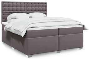 Box spring postel s matrací šedá 200x200 cm umělá kůže 3293038