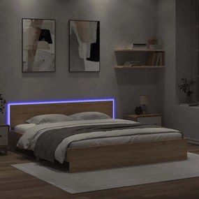 Rám postele s čelem a LED osvětlením dub sonoma 200 x 200 cm 3207583