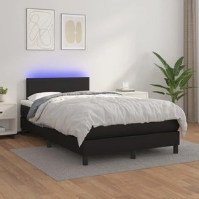 vidaXL Box spring postel s matrací a LED 120x200 cm umělá kůže [3134097] Barva: Černá