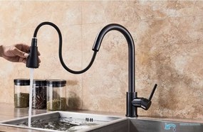 Kuchyňská baterie EYN BI1410 s výsuvnou víceproudovou sprškou, matná černá