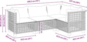 4dílná zahradní sedací souprava s poduškami černá polyratan 3261800