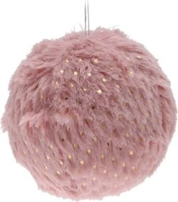 Vánoční koule v plyšovém designu – tmavě růžová 8 cm