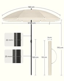 Zahradní naklápěcí slunečník SOMBRILLA 160 cm, béžový