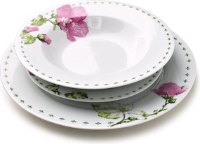 Porcelánová jídelní sada LEA Mallow 18 ks bílá/růžová