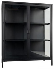 Skleněná vitrína BRISBANE 101,5x80 cm, černý kov House Nordic 3001045
